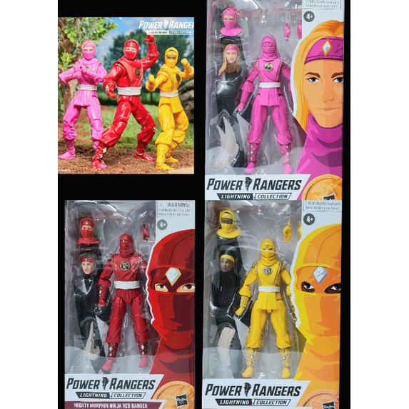 Hasbro Power Rangers Lightning Collection Ninja Red Yellow Pink Ranger ...