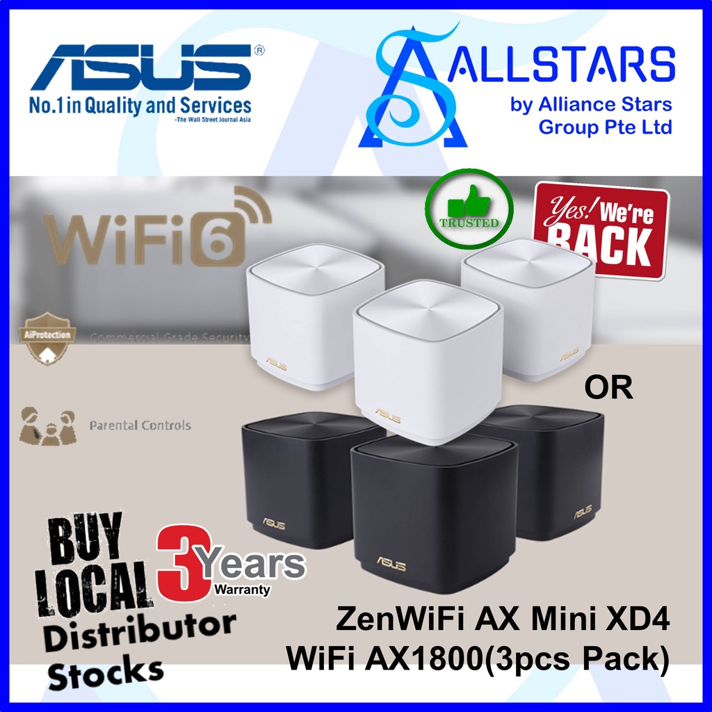 ASUS XD4 (3pieces Pack) ZenWiFi AX Mini WiFi AX1800 Dual-Band Mesh WiFi ...