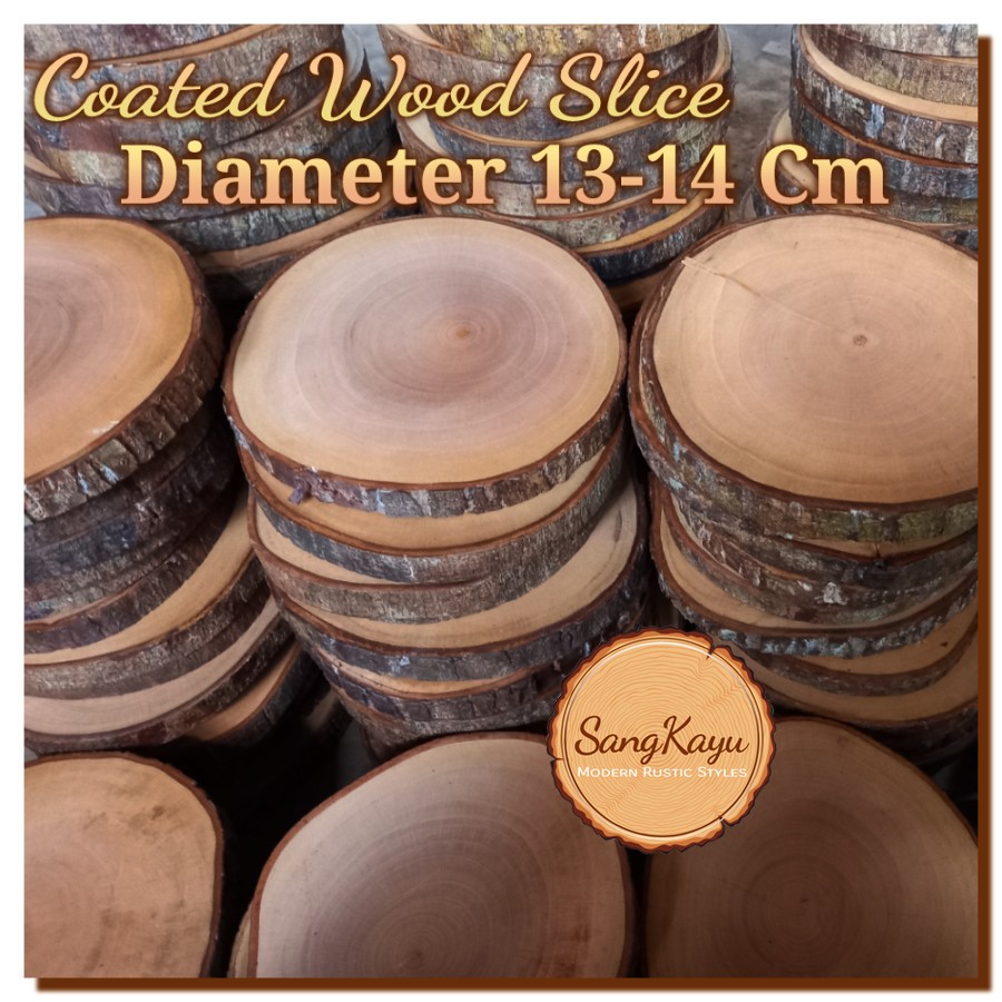 HIASAN DINDING KAYU Natural wood slice diameter 13-14 cm Wooden ...