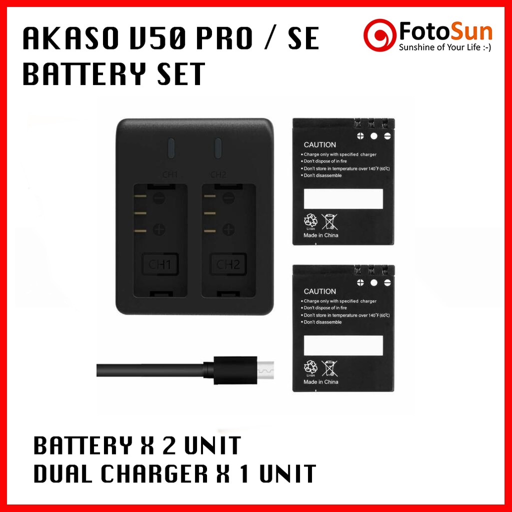 AKASO V50 PRO / PRO SE BATTERY KIT | Shopee Singapore