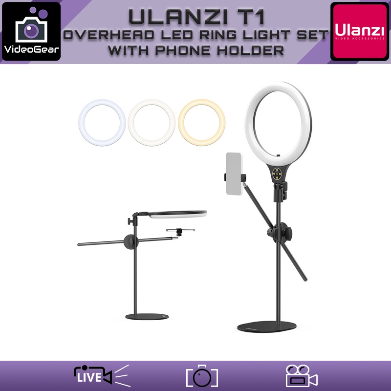 Ulanzi T1 — (10" USB-Powered Bi-Color Desktop Stand Overhead LED Ring ...