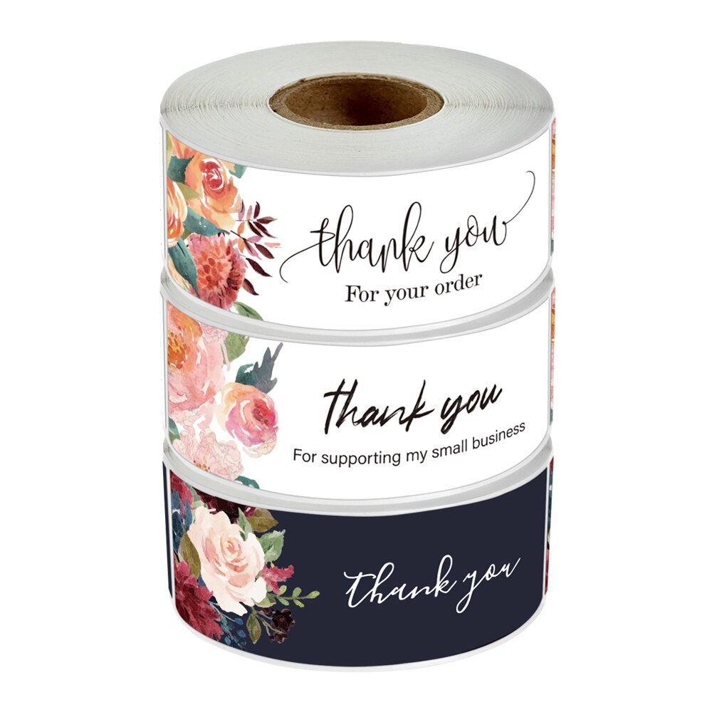 120 Pcs/Roll Flower Thank You Stickers 1*3 Inch Long Seal Labels For ...