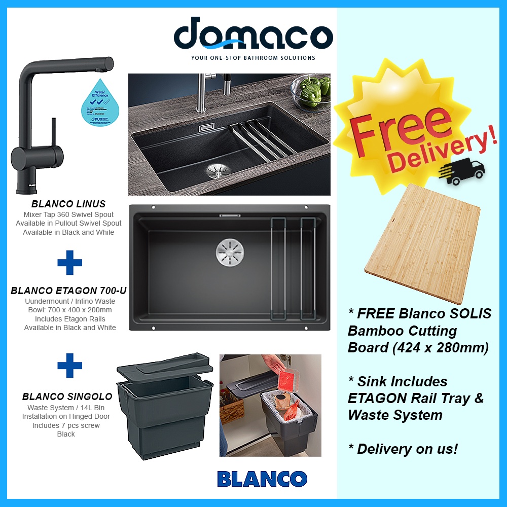 Blanco Etagon 700-U Kitchen Sink With Blanco Linus Mixer Tap Package ...