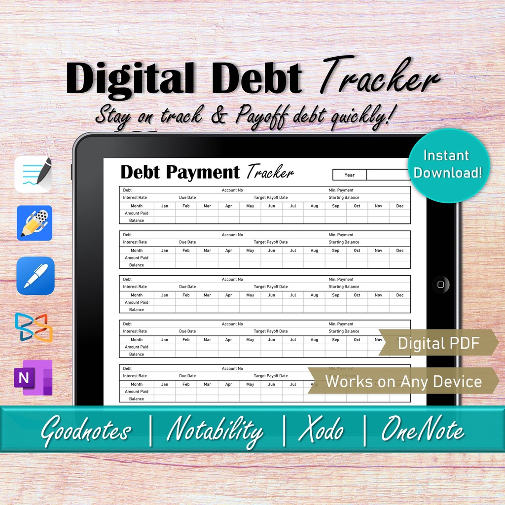 Digital Debt Payoff Tracker Ipad Budget Planner, Goodnotes Debt Payment ...