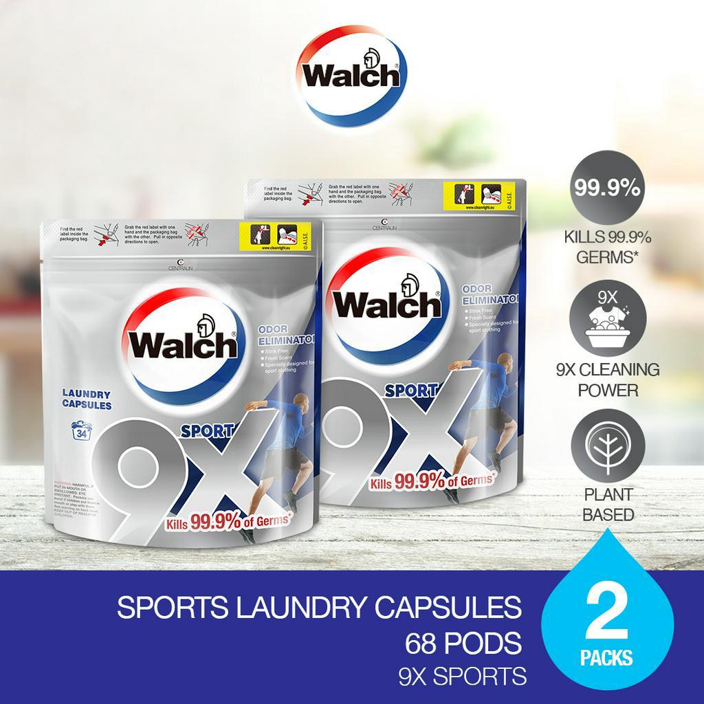Walch® 9X Sports Laundry Capsules Refill 34 Pods x 2 Packs | Shopee ...