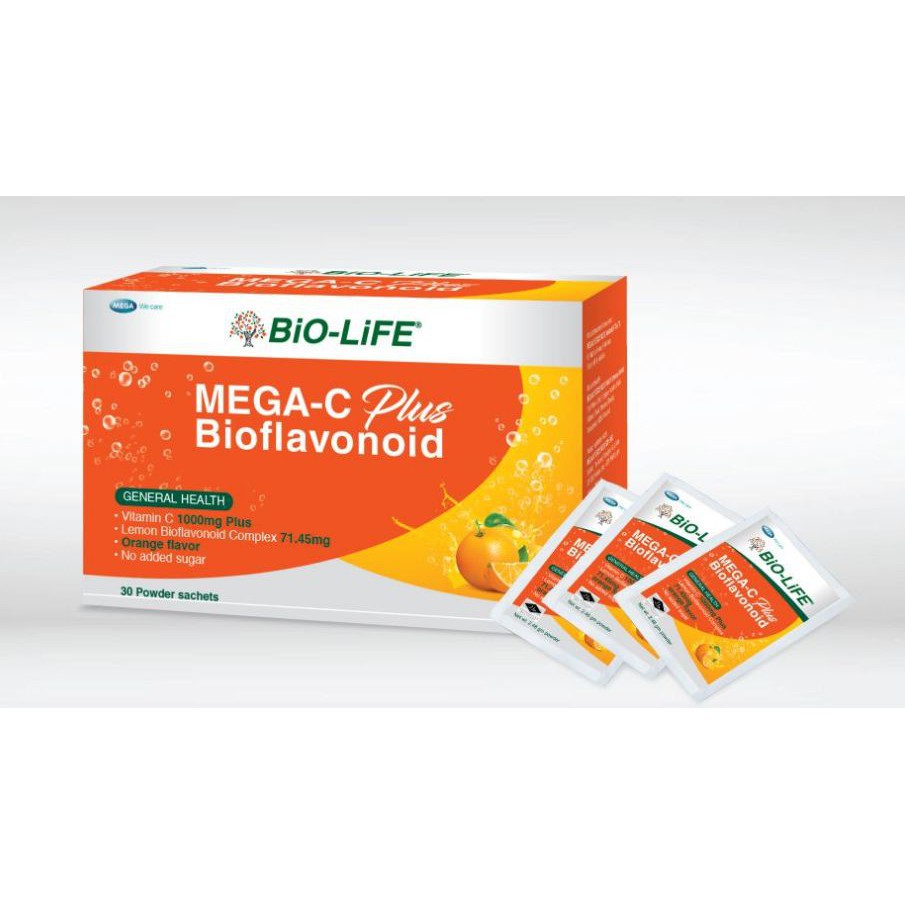 Biolife Mega-C Plus Bioflavonoid Powder Sachets x 30s (no added sugar ...