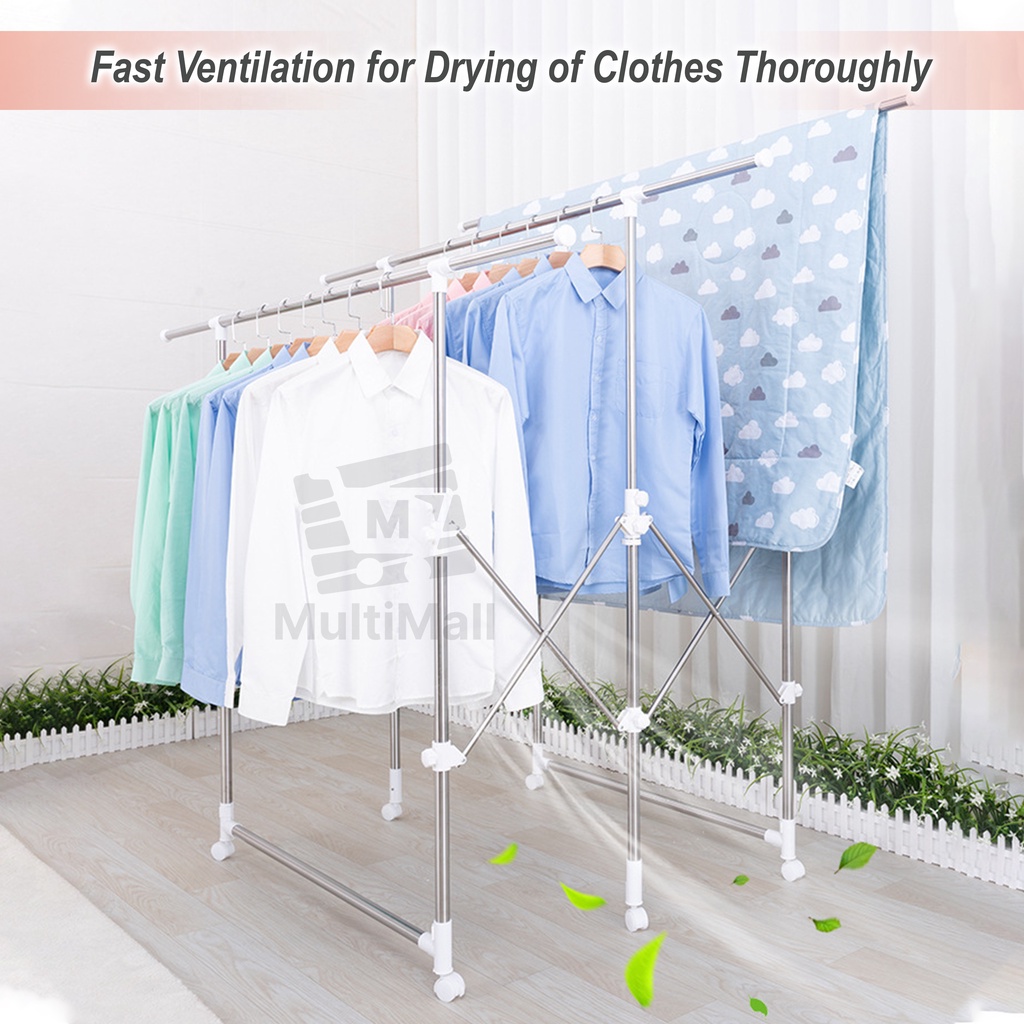 Clothes Drying H- Type 2M Three Pole Laundry Rack Laundry Rack Stand ...