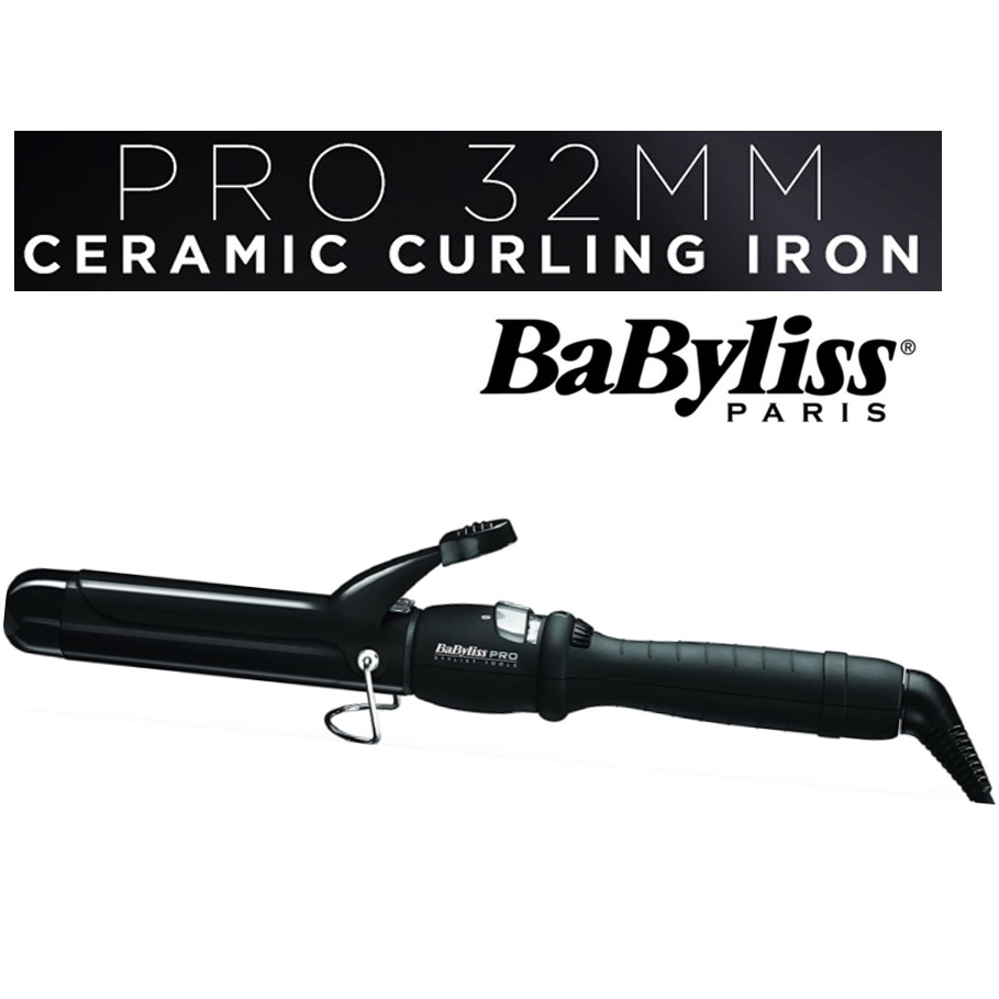 BaByliss BAB2265K Curling Iron Pro - Ceramic Dial A Heat 32mm Tong with 25 Heat Settings ...