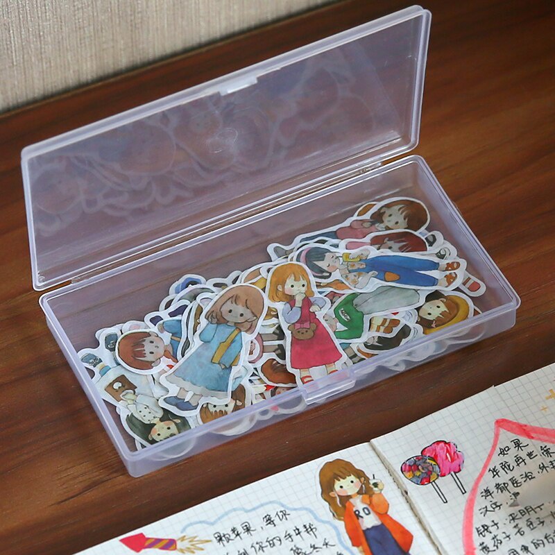 1 PC Stationery Stickers Plastic Storage Box Organizer Container Art ...