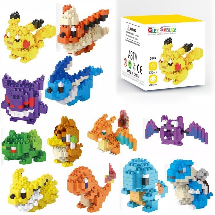 Cute Kids Pokemon Lego Figure Model Building Block Diamond Plastic ...