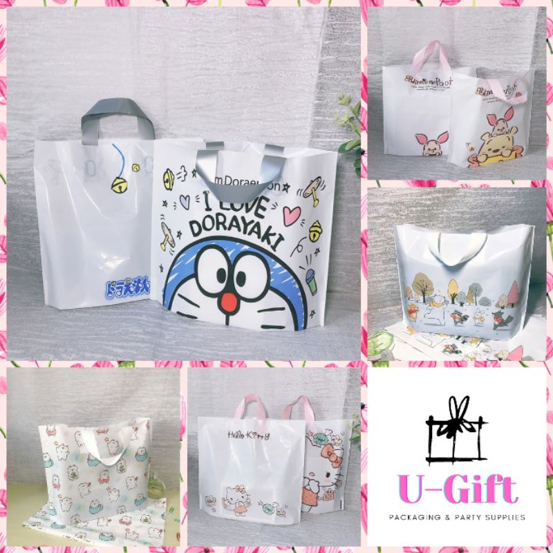 Cute Cartoon Goodie Gift Plastic Retail Shopping Bag 10 pcs | Shopee ...