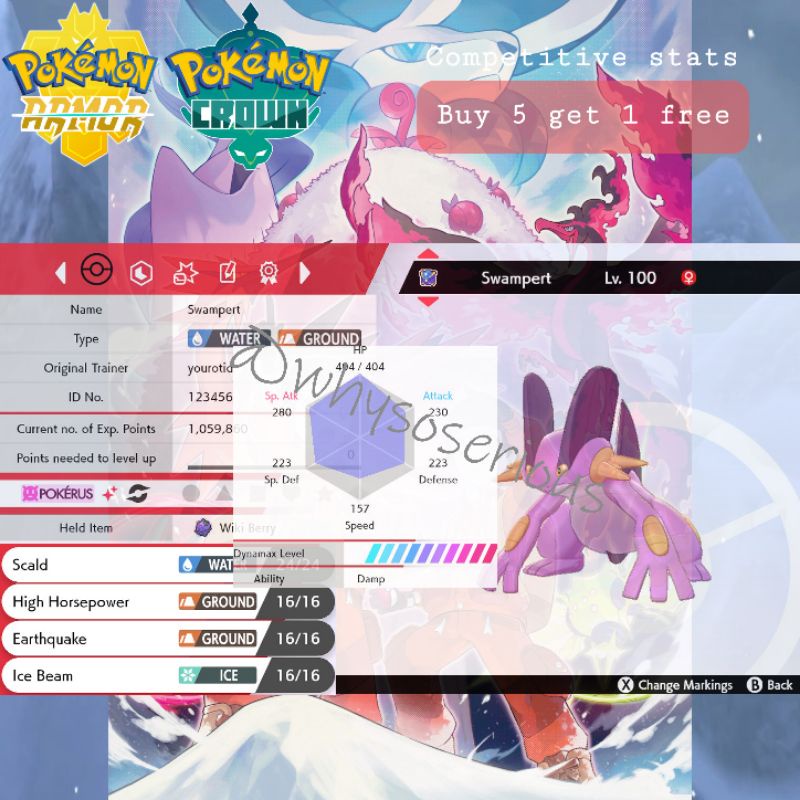 Pokemon Sword and Shield Square Shiny Swampert (Digital Game Code ...