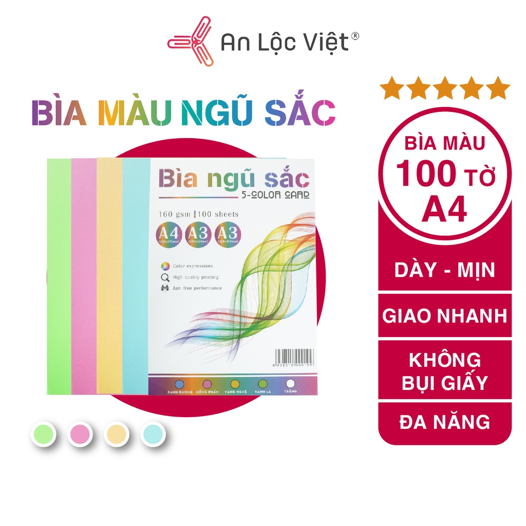 [TOP Bestseller] 100 sheets of A4 color cardboard brand FIVE COLORS 160 ...