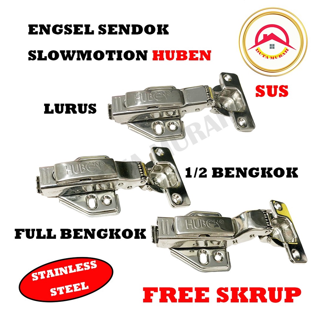 Huben Stainless Steel Hinges Hydraulic Slowmotion Spoon Hinges Slow ...