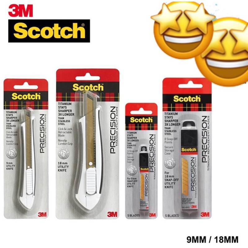 3M Scotch Precision Titanium Utility Knife Hand Cutter 9mm / 18mm ...