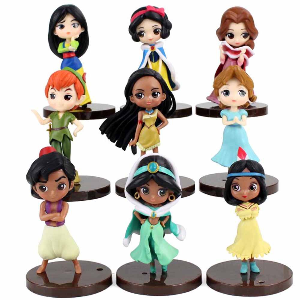9Pcs/Set 7cm Q Posket Disney Princess Figure Toys Princess Snow White ...