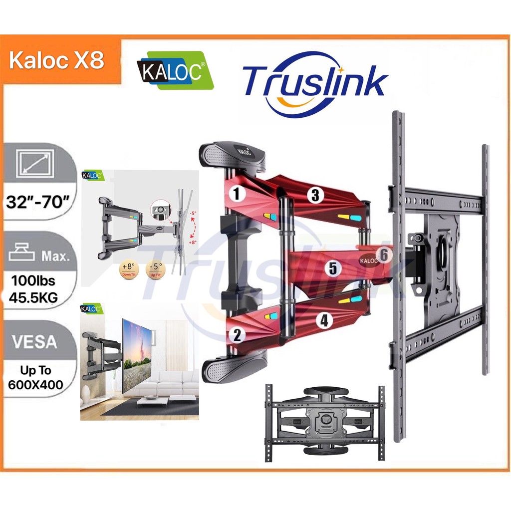 Original Kaloc X8 Heavy Duty Full Motion Double Swivel TV Wall Mount ...
