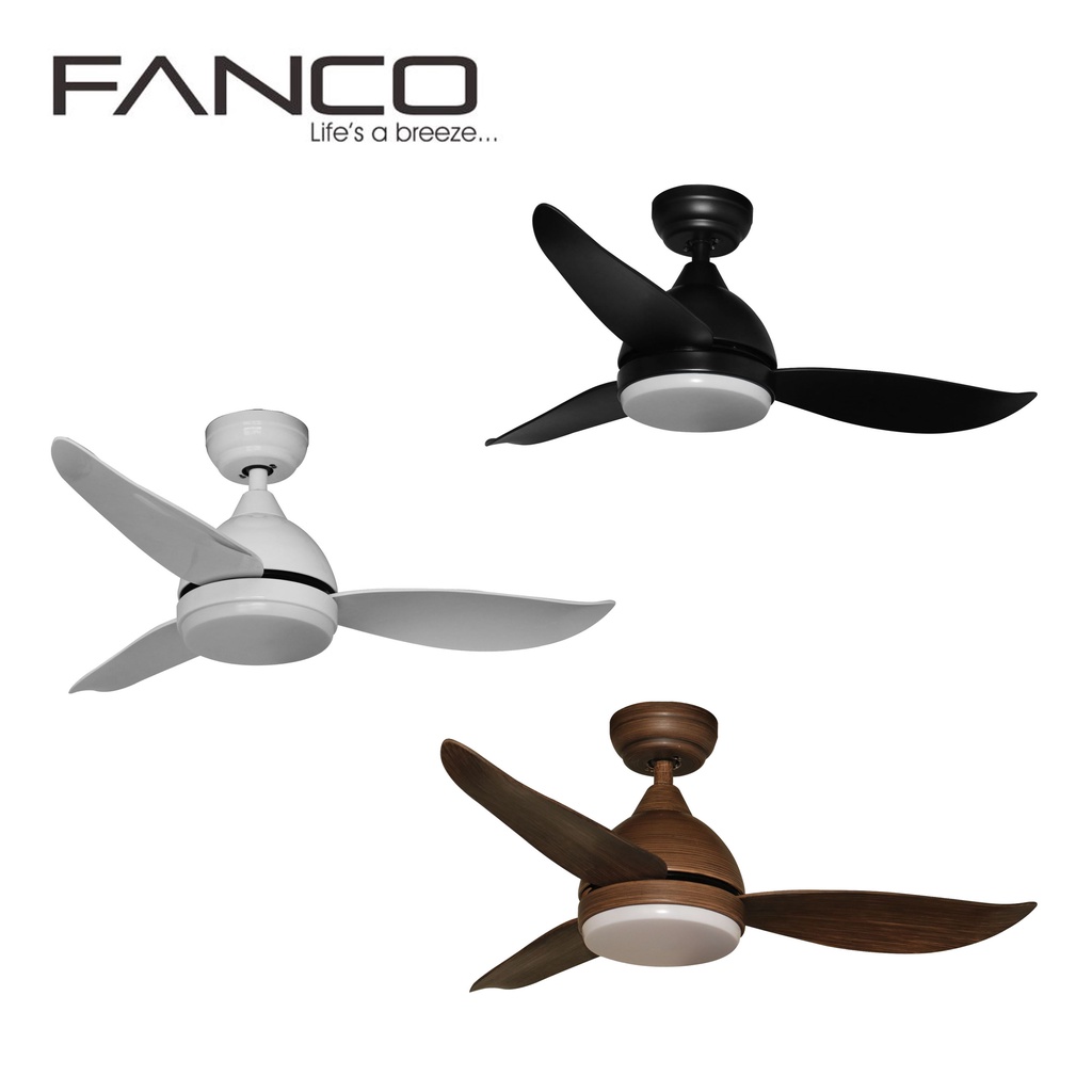 FANCO B-STAR DC Motor Ceiling Fan with 3 Tone LED Light Kit and Remote ...