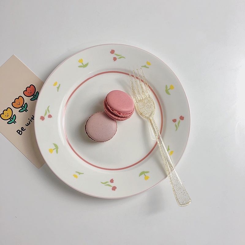 Korean AESTHETIC TULIP FLOWER PLATE 8 INCH/HOME CAFE PLATE/ HOME CAFE ...