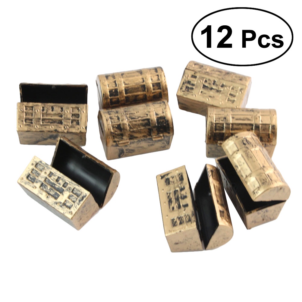 💍 12Pcs Golden Mini Treasure Chest Plastic for Kids Pirate Adventures ...