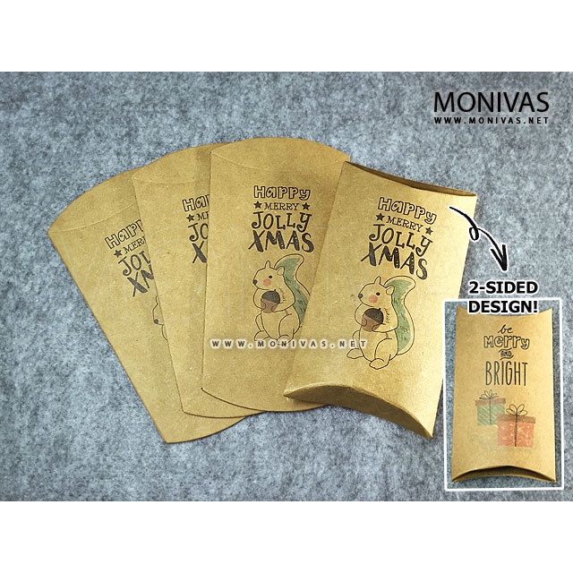 Jolly Squirrel Christmas Gift Box DIY Small Kraft Present Wrapper Box 2 ...