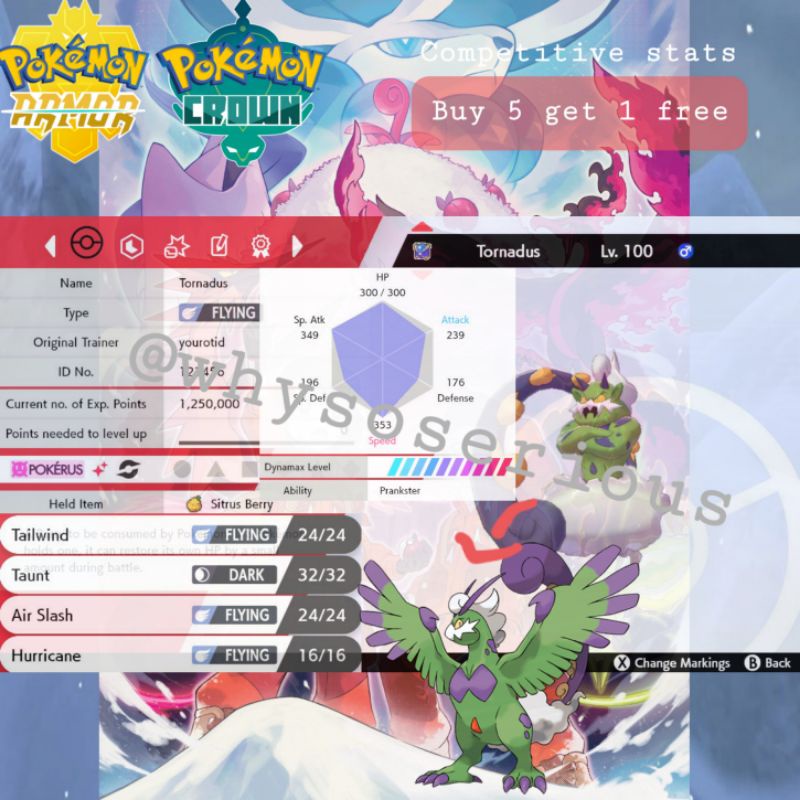 Pokemon Sword and Shield Square Shiny Tornadus (Digital Game Code ...