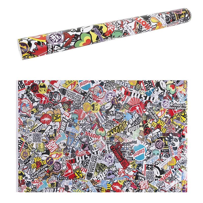 PCF* Rock Panda Cartoon Graffiti Car Sticker Bomb Wrap Sheet Decal ...