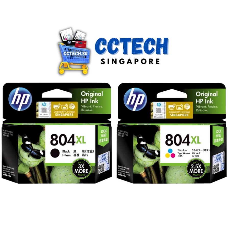 ORIGINAL HP 804 / 804XL Black & Tri-Color Ink Cartridge SG Ready Stocks | Shopee Singapore