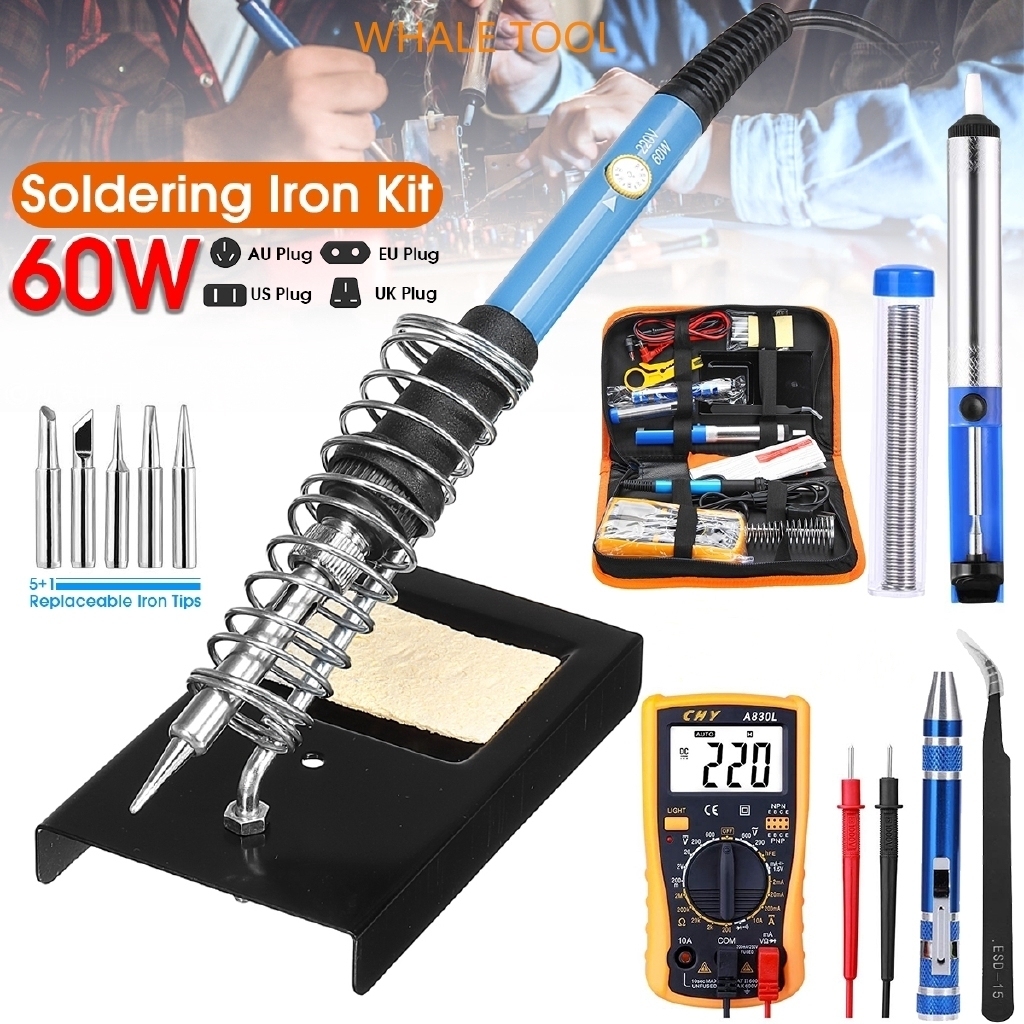 60W Adjustable Temperature Soldering Iron Kit Digital Multimeter | Shopee Singapore