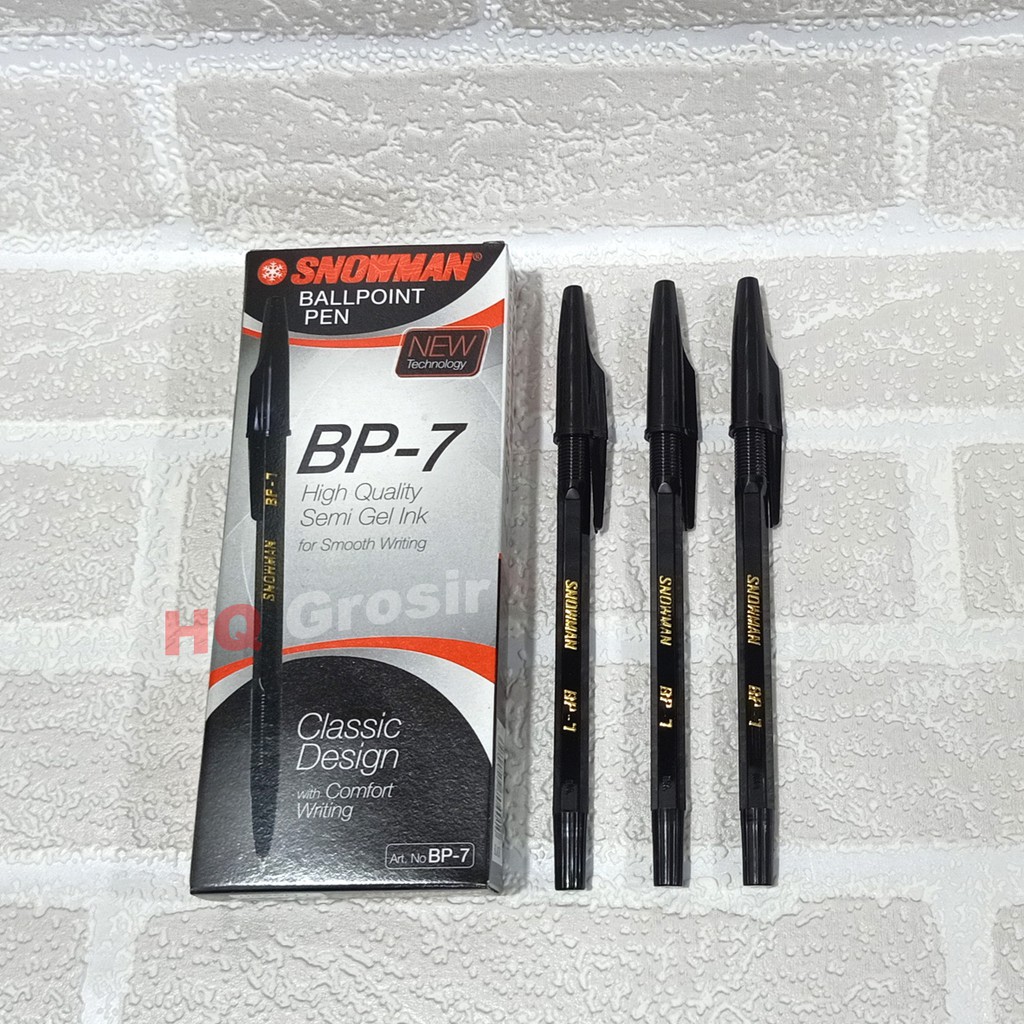 SNOWMAN BP-7 Ballpoint Pen 0.7mm 1Pack (12pcs) - Black | Shopee Singapore
