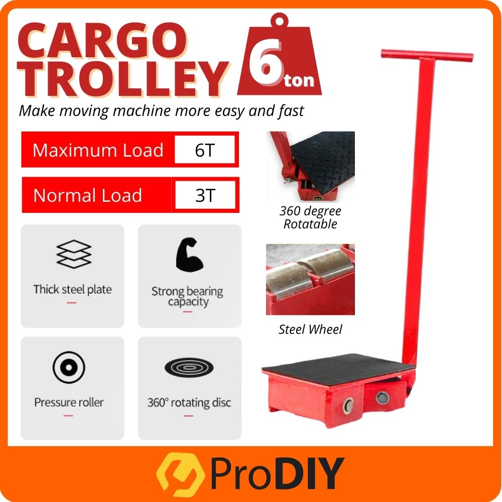 6TON Cargo Trolley With Handle 360 Rotation Mover Transport Steel ...