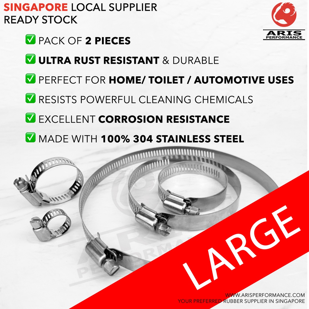 304 Stainless Steel Hose Clip, Pack of 2 - LARGE SIZES Adjustable Hose ...