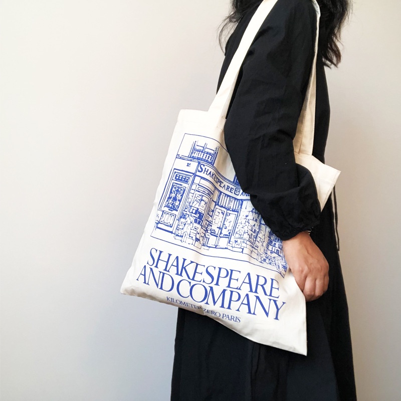 SHAKESPEARE AND COMPANY Letter Print Women Canvas Bag Shoulder Bag Tote ...