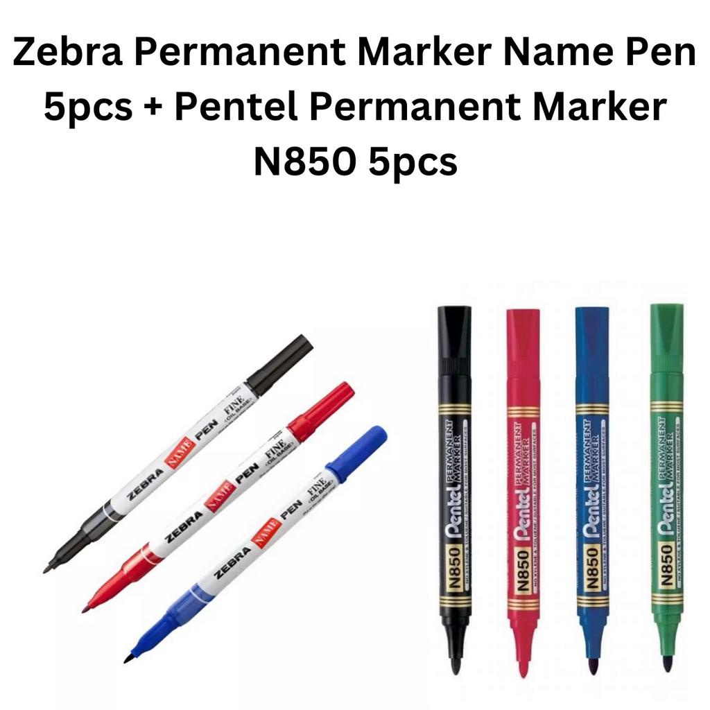 Zebra Permanent Marker Name Pen 5pcs + Pentel Permanent Marker N850 ...