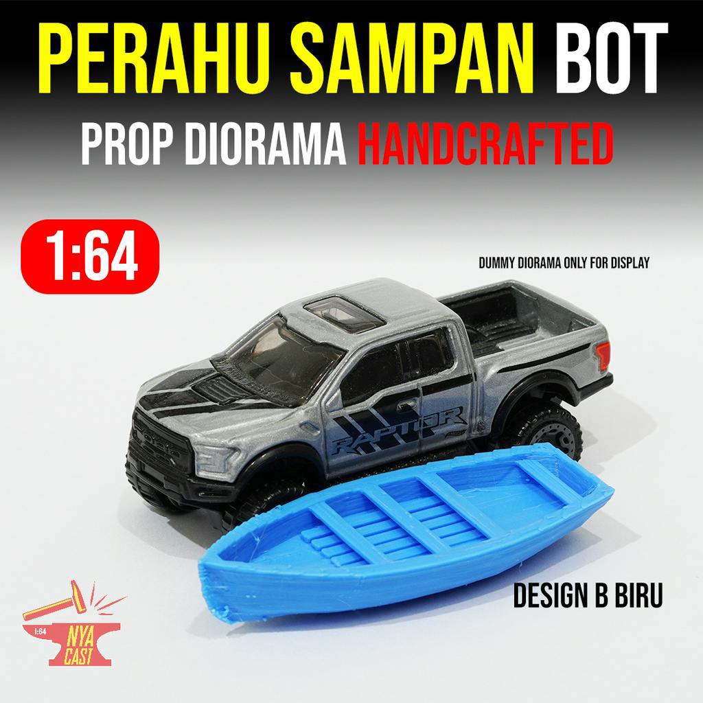 Perahu Sampan Bot B Diorama Biru Boat 1/64 Scale DIY Quality Diecast ...