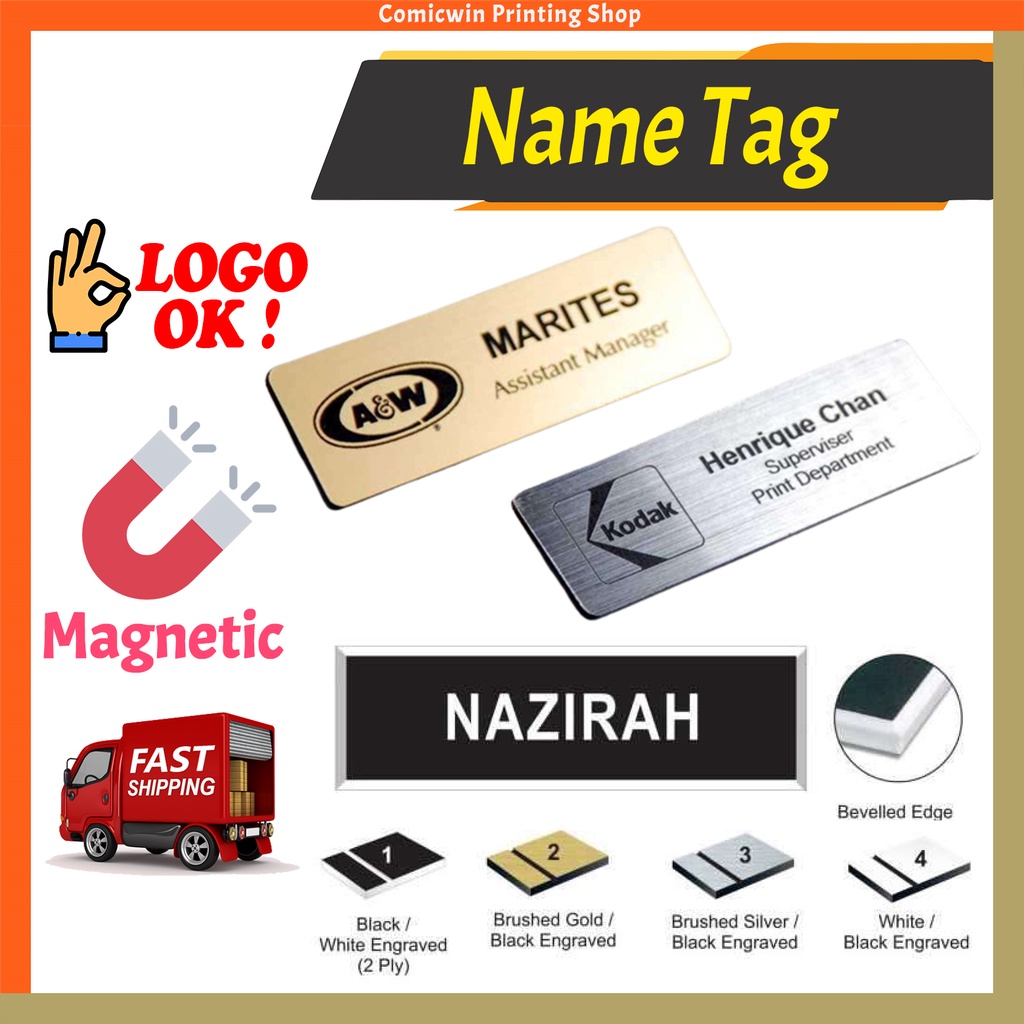 【INSTANT】Nametag Jawatan / Cikgu (Pin, Magnet) Tag Nama Tag Sekolah ...