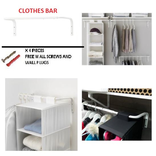 IKEA MULIG Extendable Clothes Hanging Bar / Metal Wall Bar for Hanging ...