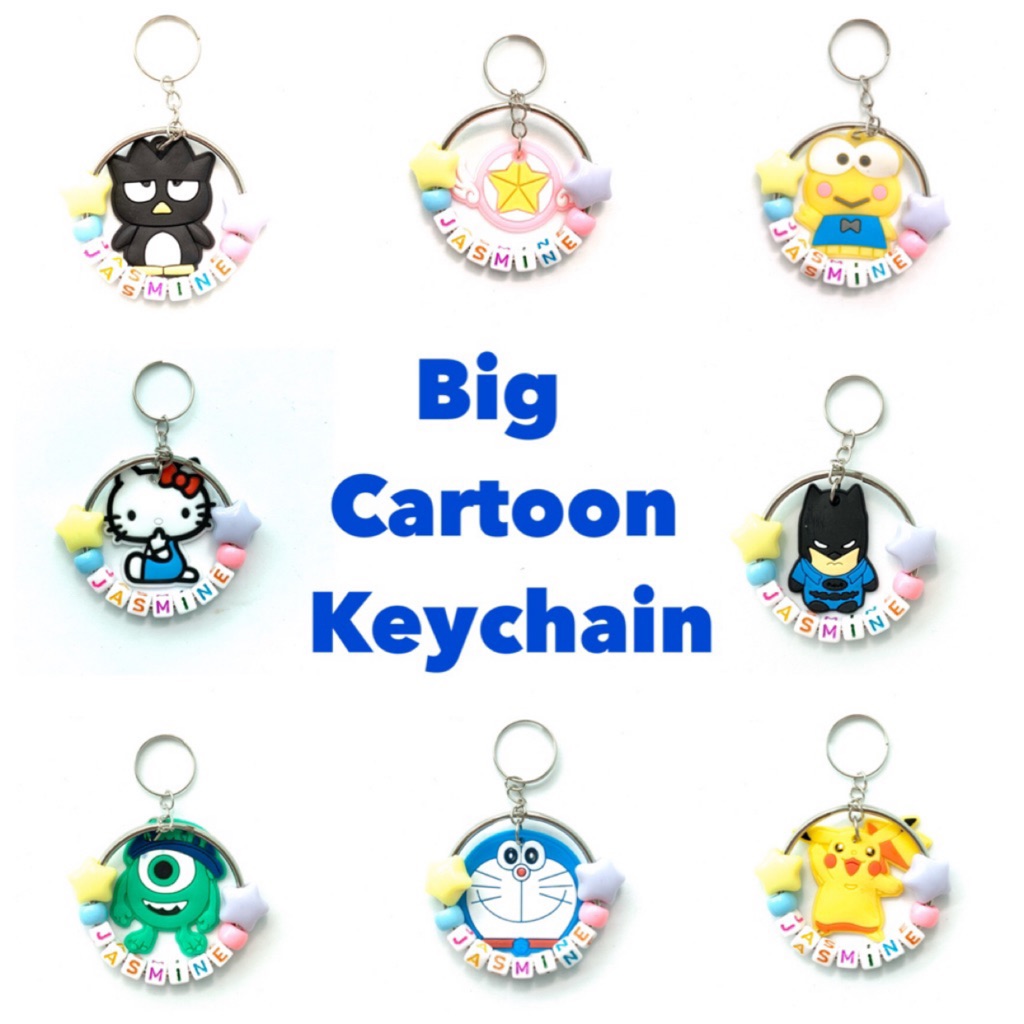 Customised Name Keychain with BIG cartoon | Shopee Singapore