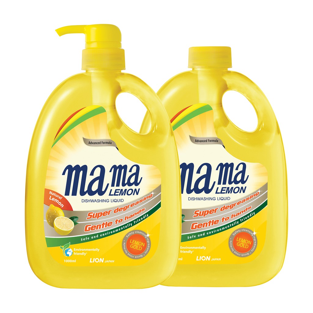 Mama Lemon Dishwashing Liquid + Refill Lemon Gold (1L+1L) | Shopee ...
