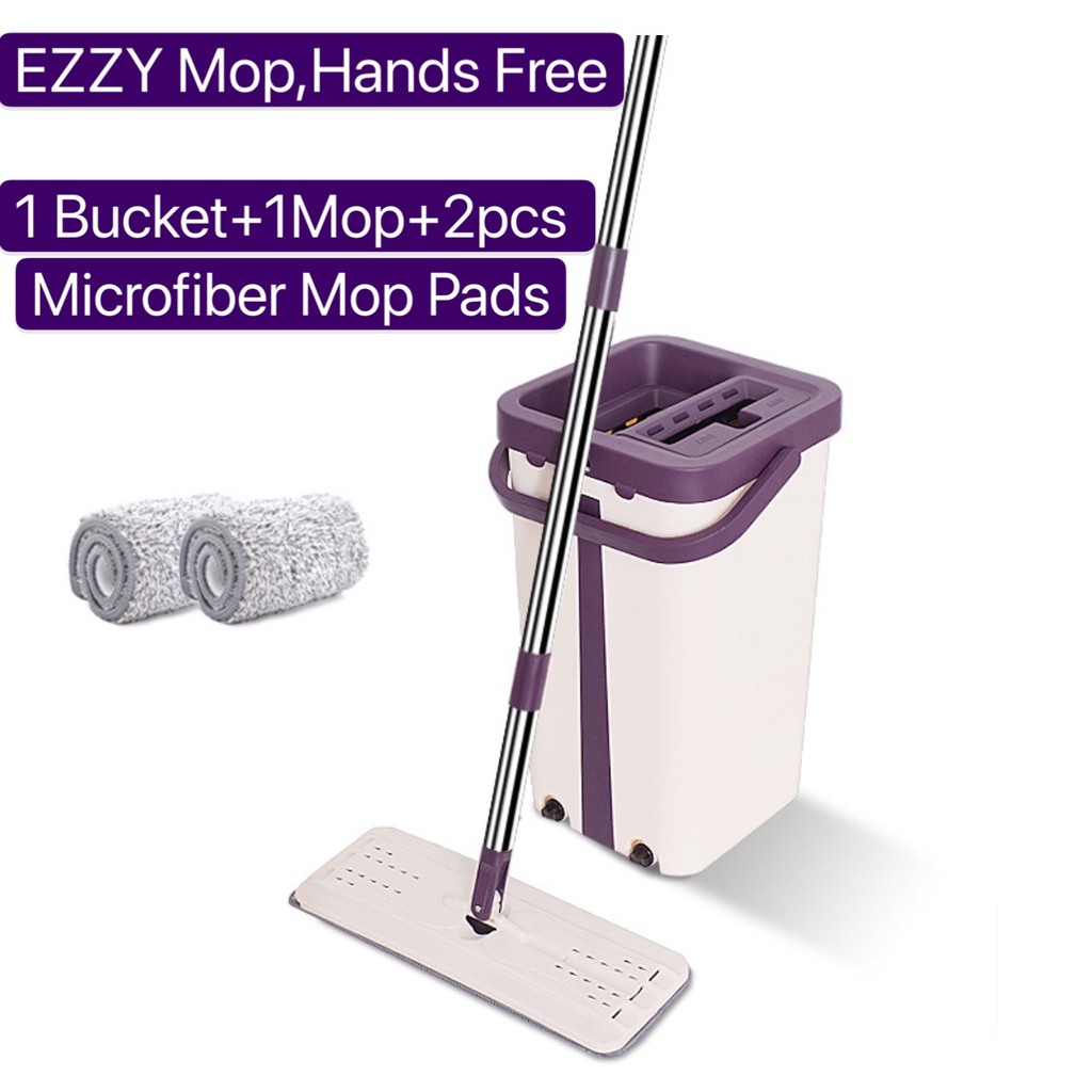 SG SELLER |EZZY MOP Magic Cleaning Mops Free hand Squeeze Flat Mop Set ...