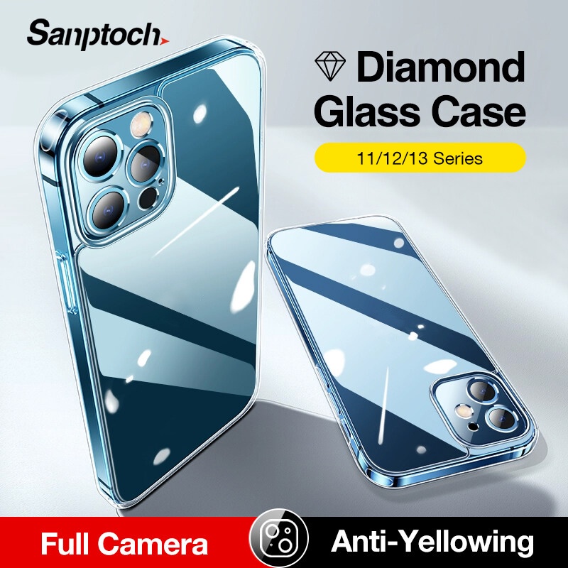 Sanptoch Diamond Glass Phone Case For iPhone 11 / 12 / 13 / 14 15 Pro ...