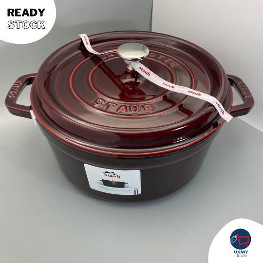 STAUB Cast Iron Round Cocotte 24 cm Grade B (La Mer/Grenadine) | Shopee ...