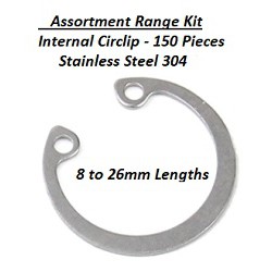Internal Circlip Stainless Steel A2 (304) Assortment Range Kit, 150 ...