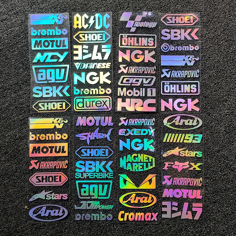 MOTUL JDM AGV NGK NCY Brembo Vinyl Holographic Sticker For Motorcycle ...