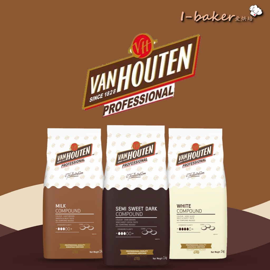 Van Houten Professional Chocolate Coin Dark Compound |White Compound |Milk Compound 1kg | Shopee ...