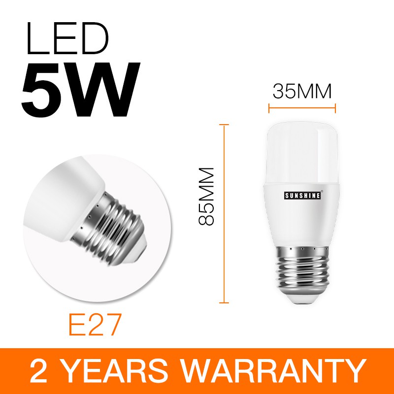 SUNSHINE LED Stick Light Bulb 5W/7W/9W/12W LED Bulb Base E27 Pin Lamp ...