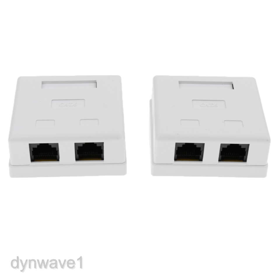 2x 2-Port Wall Surface Mount Compact Box RJ45 Network Internet Cable ...
