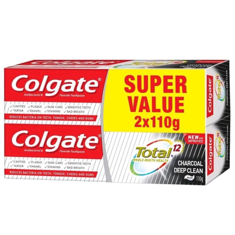 COLGATE TOTAL Charcoal Deep Clean Value Twin Pack ( 2 x 110g ) Expiry 3/2026 | Shopee Singapore