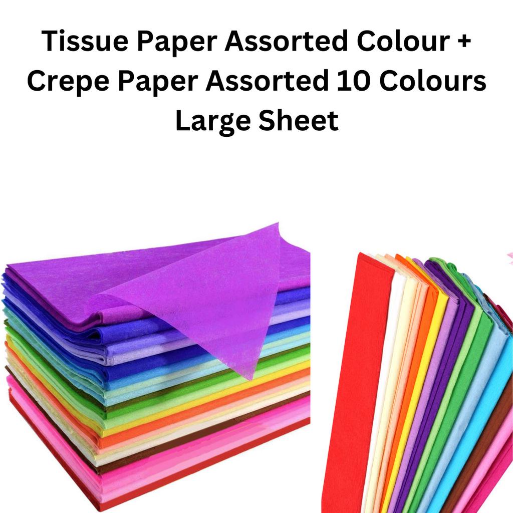 Tissue Paper Assorted Colour + Crepe Paper Assorted 10 Colours Large ...