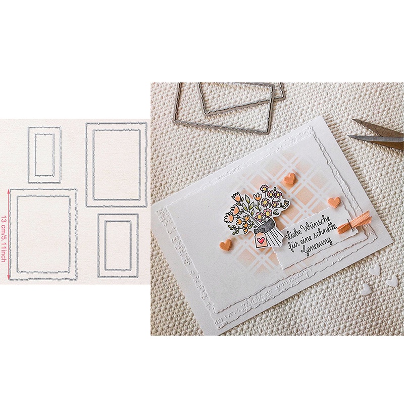 Deckled Rectangles Cutting Dies Carbon Steel Mini Memories Stencil for ...